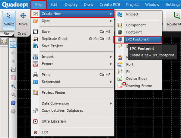 Quadcept - STEP 1: Create a New IPC Footprint